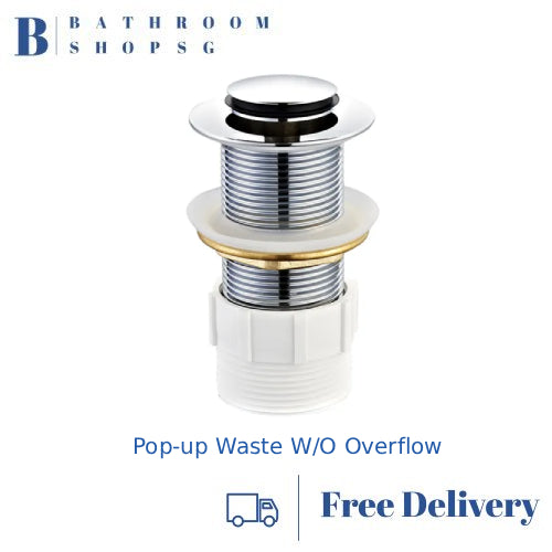 Chrome 32mm Pop-up Waste Set without Overflow 1 1/4" for Bathroom Basi ...